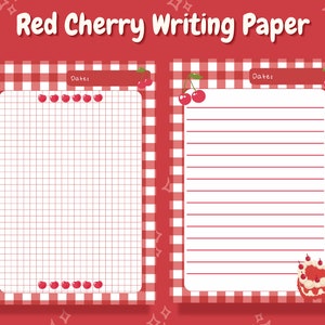 Red Cherry Printable A4 A5 US Letter Paper Set, Digital Download ...