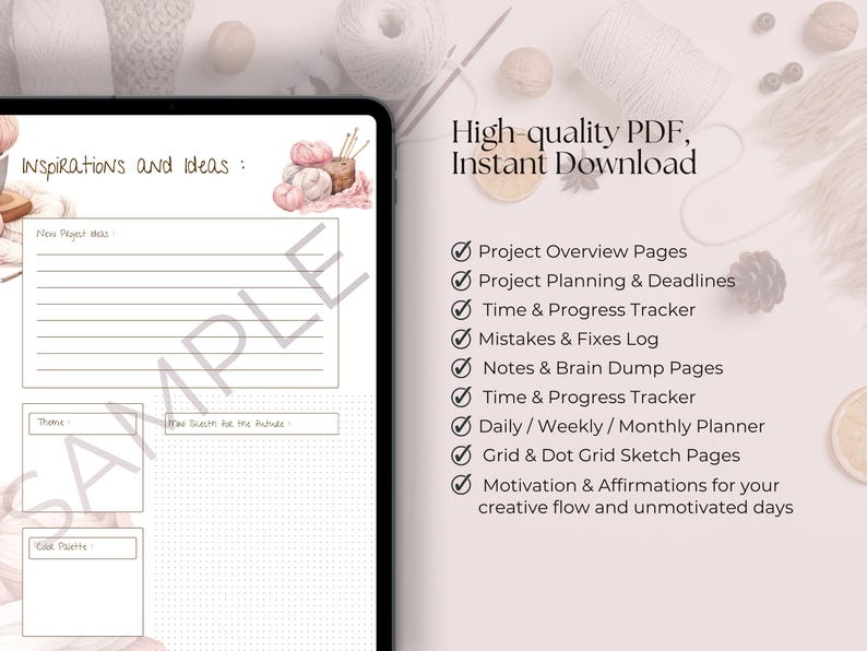 Printable Crochet Project Planner, Reusable 19 Pages Digital Crochet ...