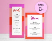 Pink Menu Card Editable Birthday Drinks Menu Printable - Etsy