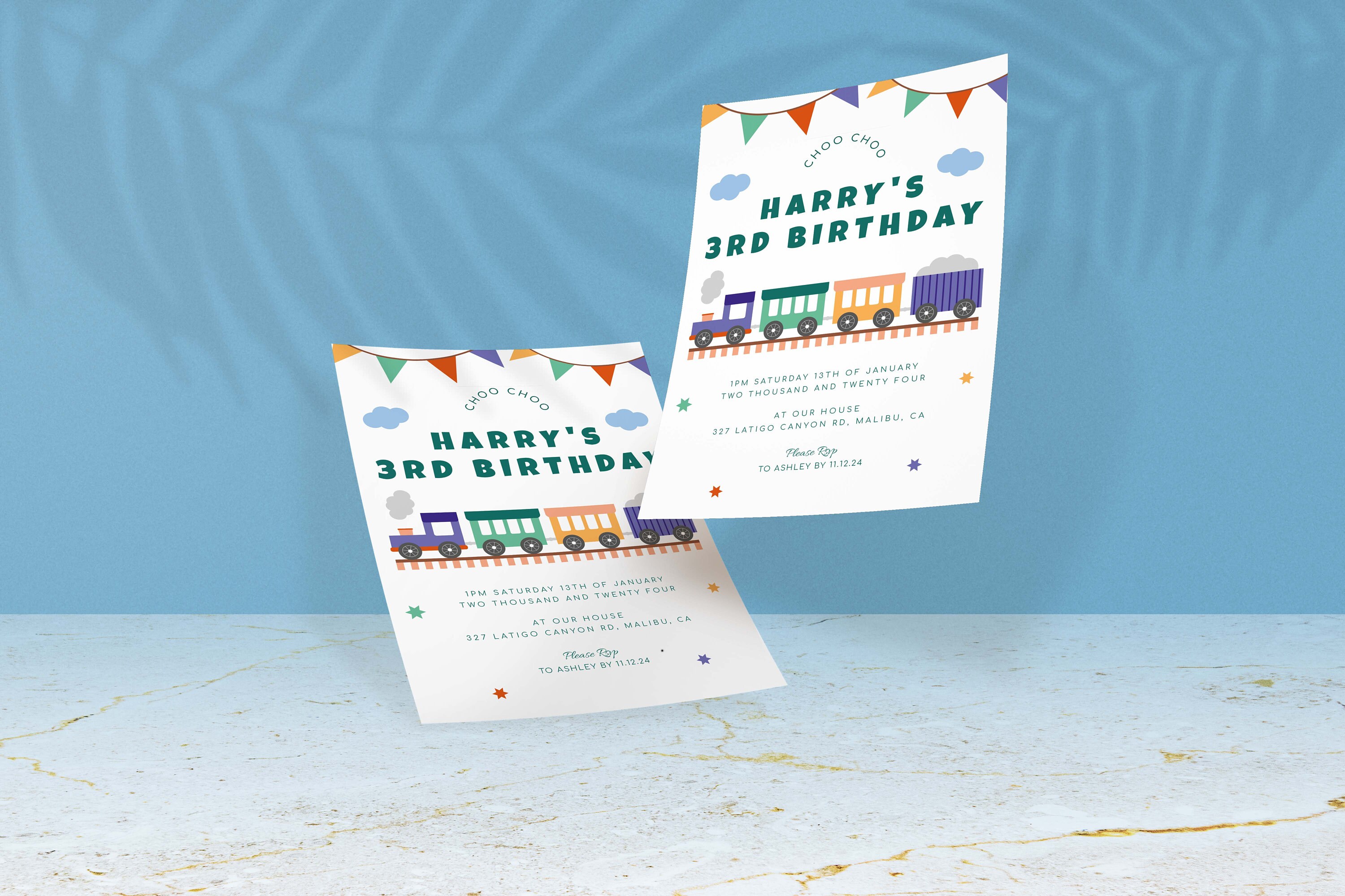 Train Birthday Invitation Template, Editable Train Party Invitation ...