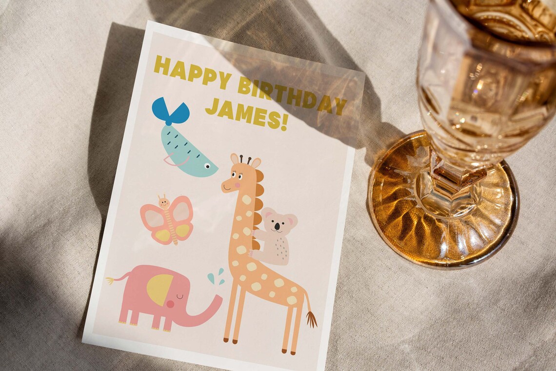 Party Animals Birthday Card Editable Fun Animal Birthday - Etsy