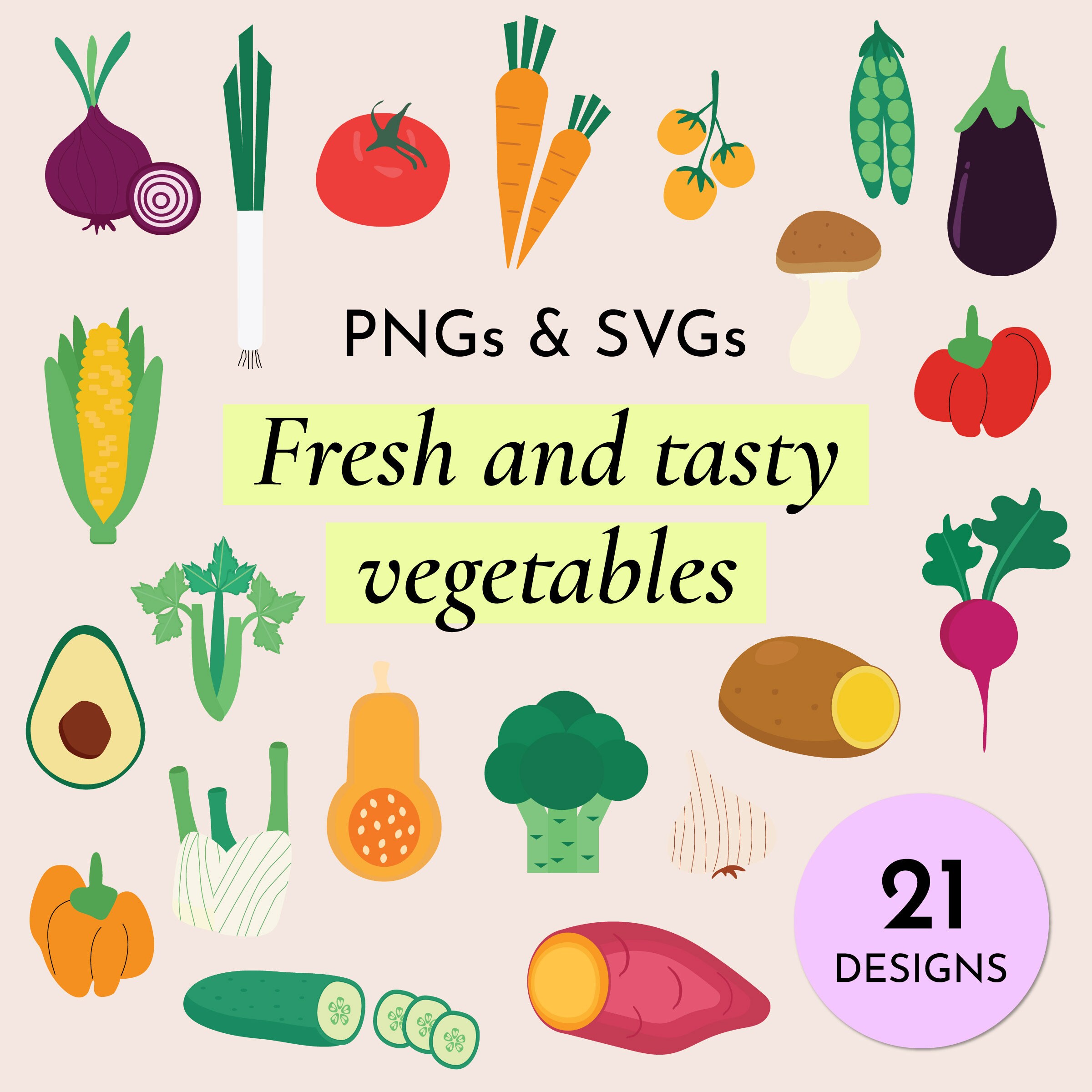 Vegetable SVG Bundle, Printable Cute Vegetable Vector Files, Vegetables ...