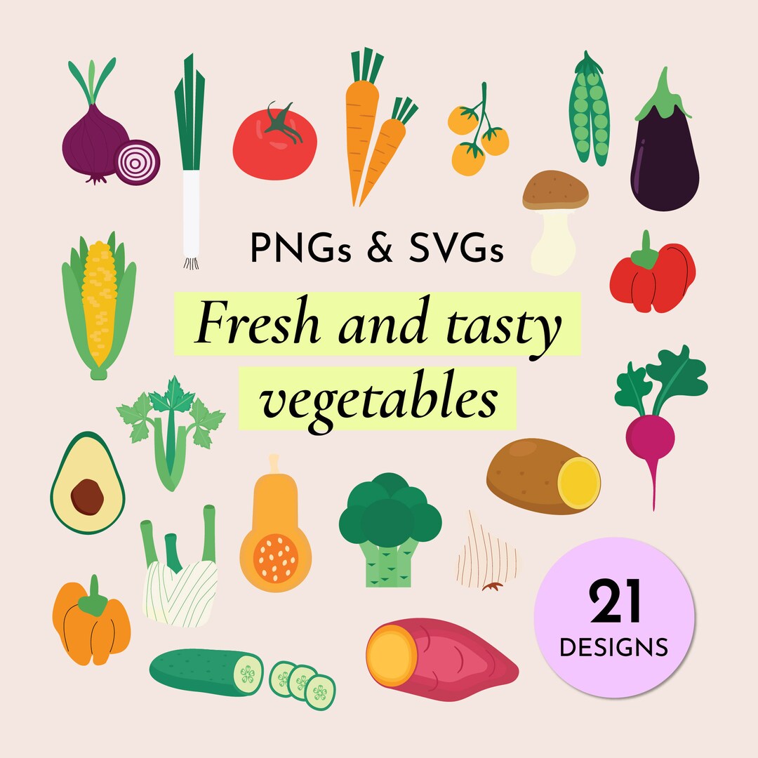 Vegetable SVG Bundle, Printable Cute Vegetable Vector Files, Vegetables ...