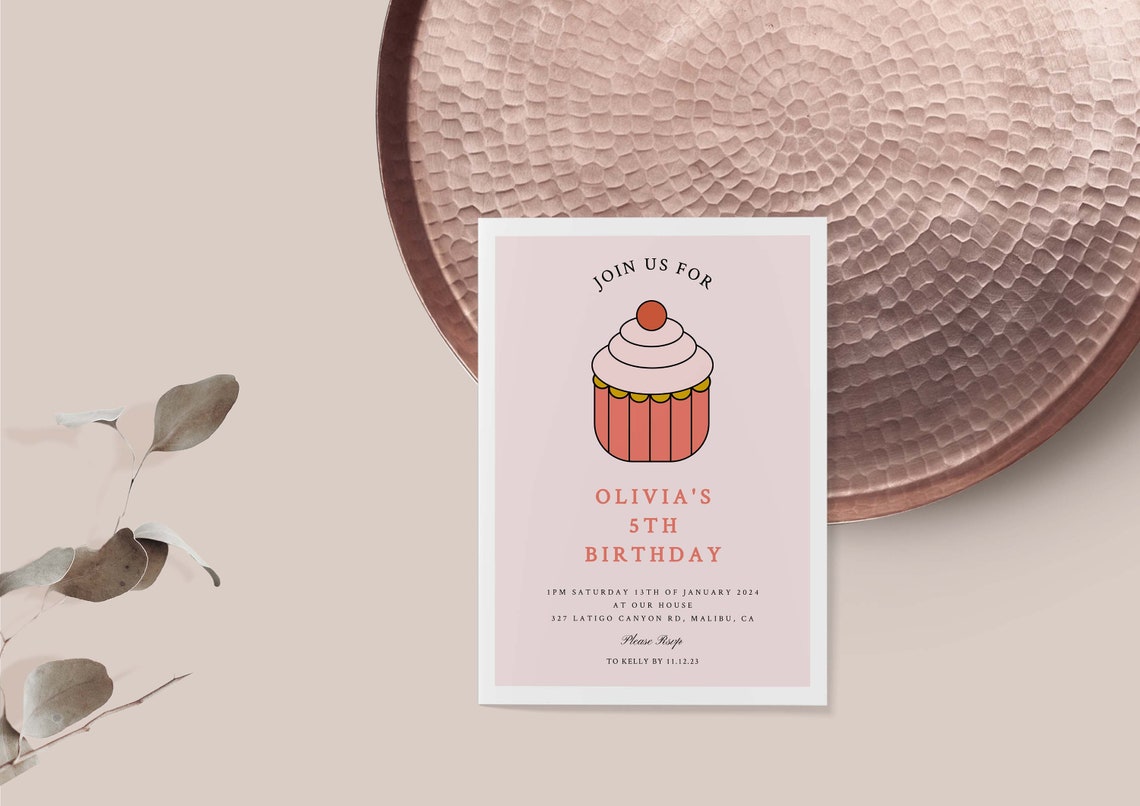 Cupcake Birthday Invitation, Printable Birthday Invitation, Girl ...