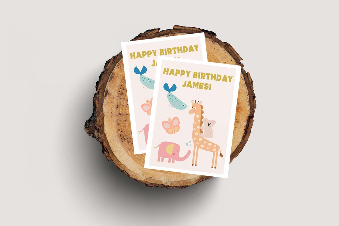 Party Animals Birthday Card Editable Fun Animal Birthday - Etsy
