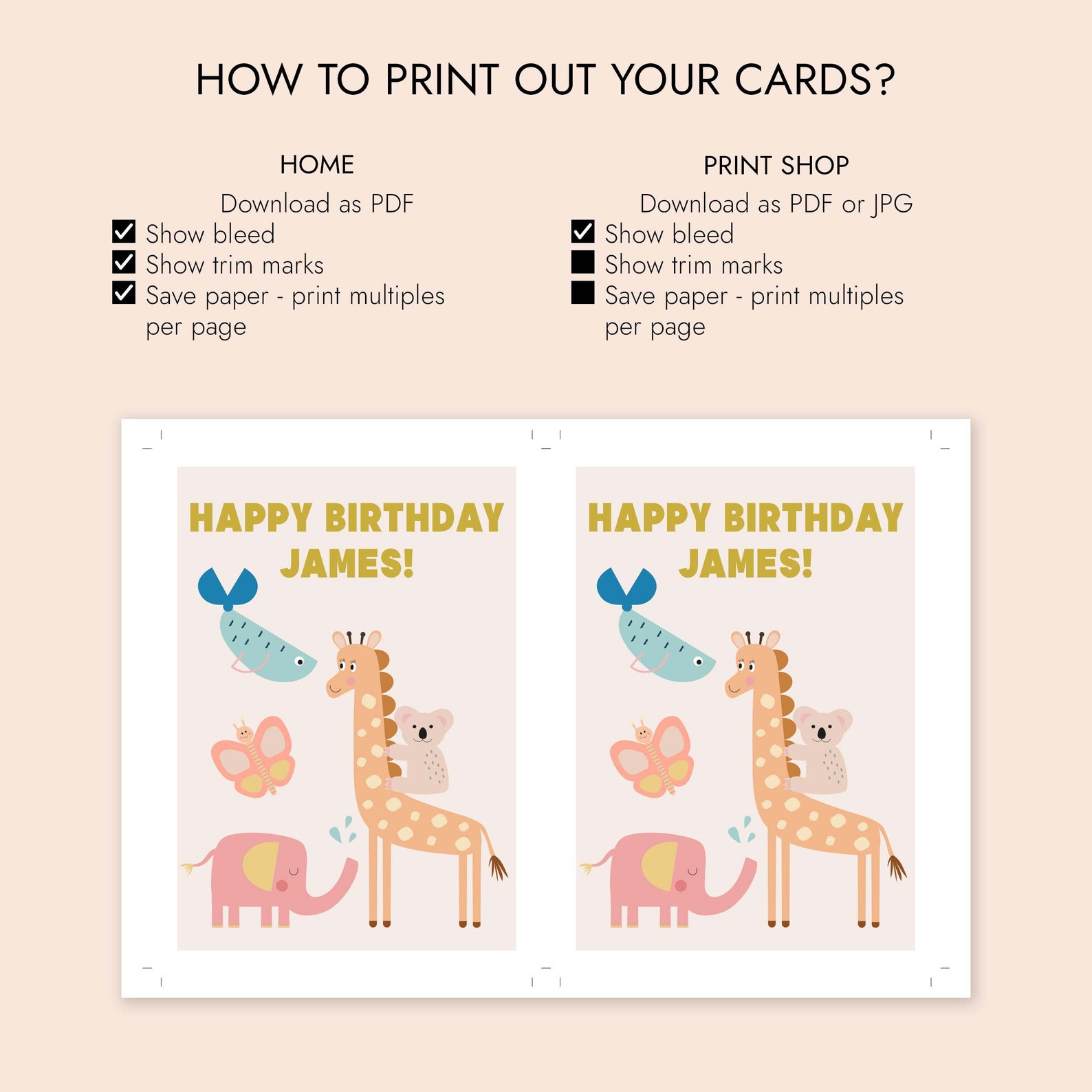 Party Animals Birthday Card Editable Fun Animal Birthday - Etsy