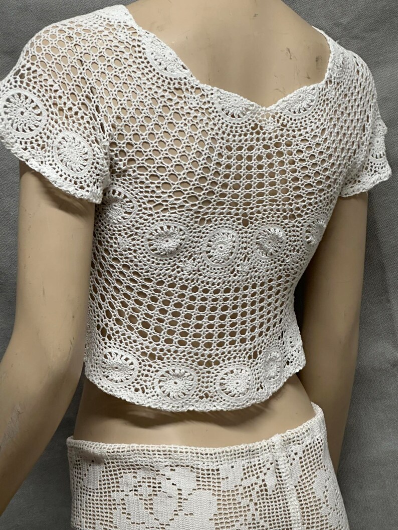 Handmade Crochet Crop Top | Vintage Doily Lace Blouse | Boho Summer ...