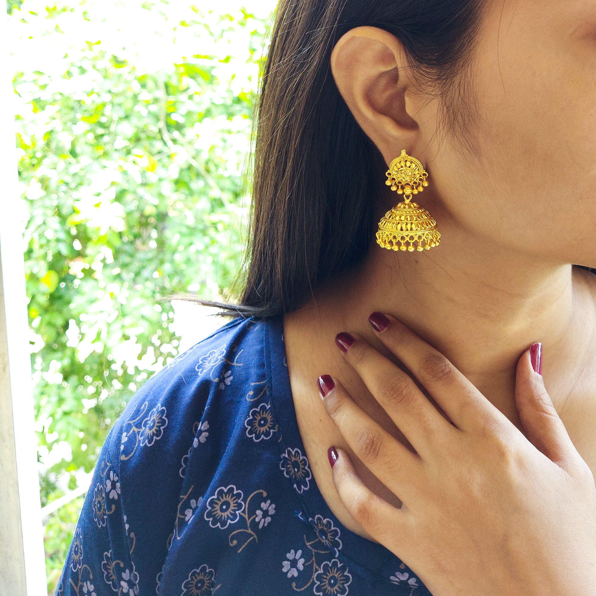 Dangling Jhumka Earrings Gold Plated Jhumka Indian Wedding - Etsy