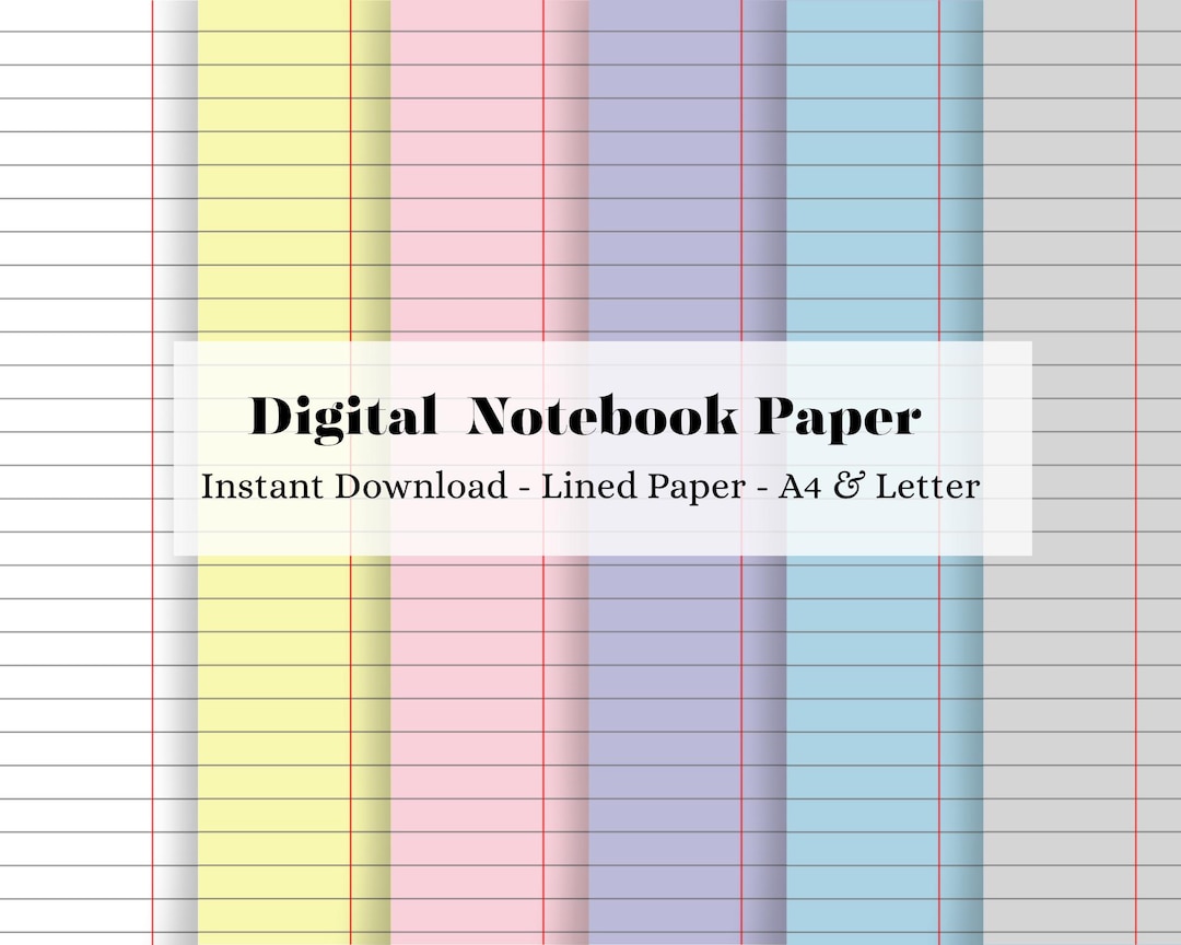 Colorful College Ruled Lined Paper: A4 and Letter (PNG and PDF Digital ...