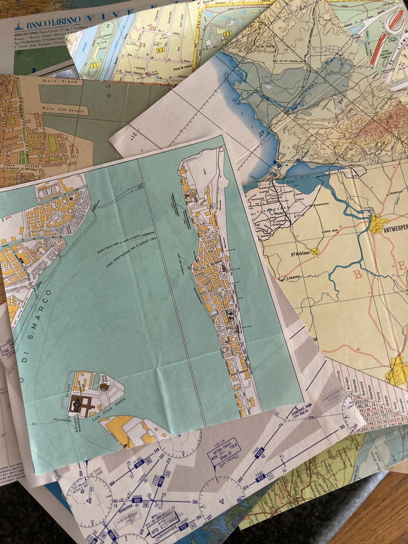 50+ Map Paper Pieces for Scrapbooking, Craft, Collage and Art ...