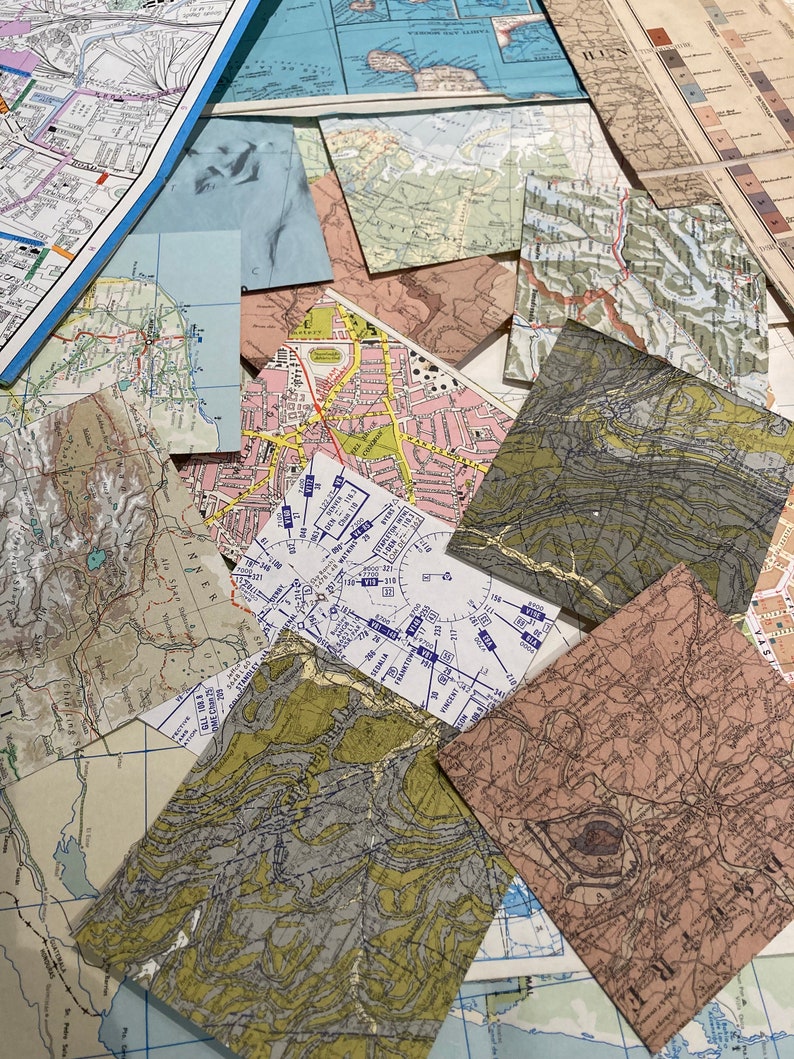 50+ Map Paper Pieces for Scrapbooking, Craft, Collage and Art ...