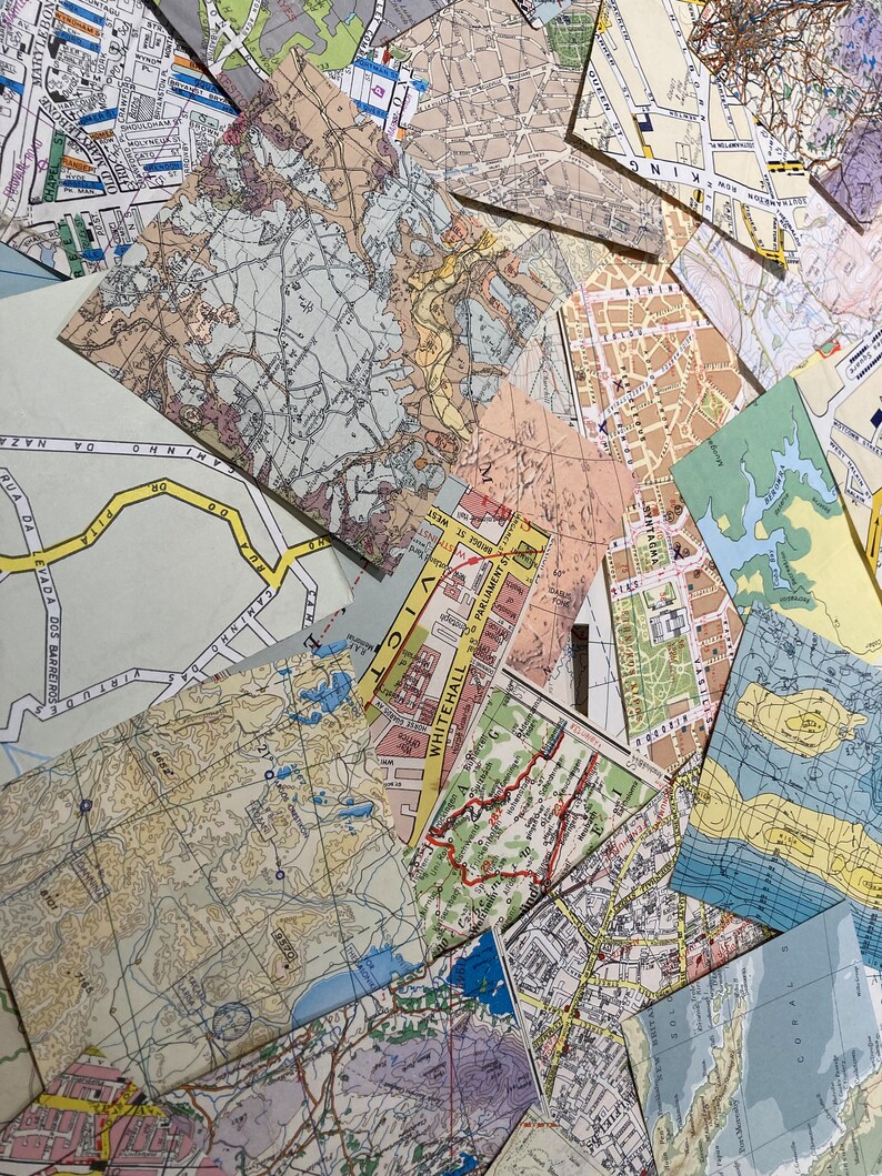 50+ Map Paper Pieces for Scrapbooking, Craft, Collage and Art ...