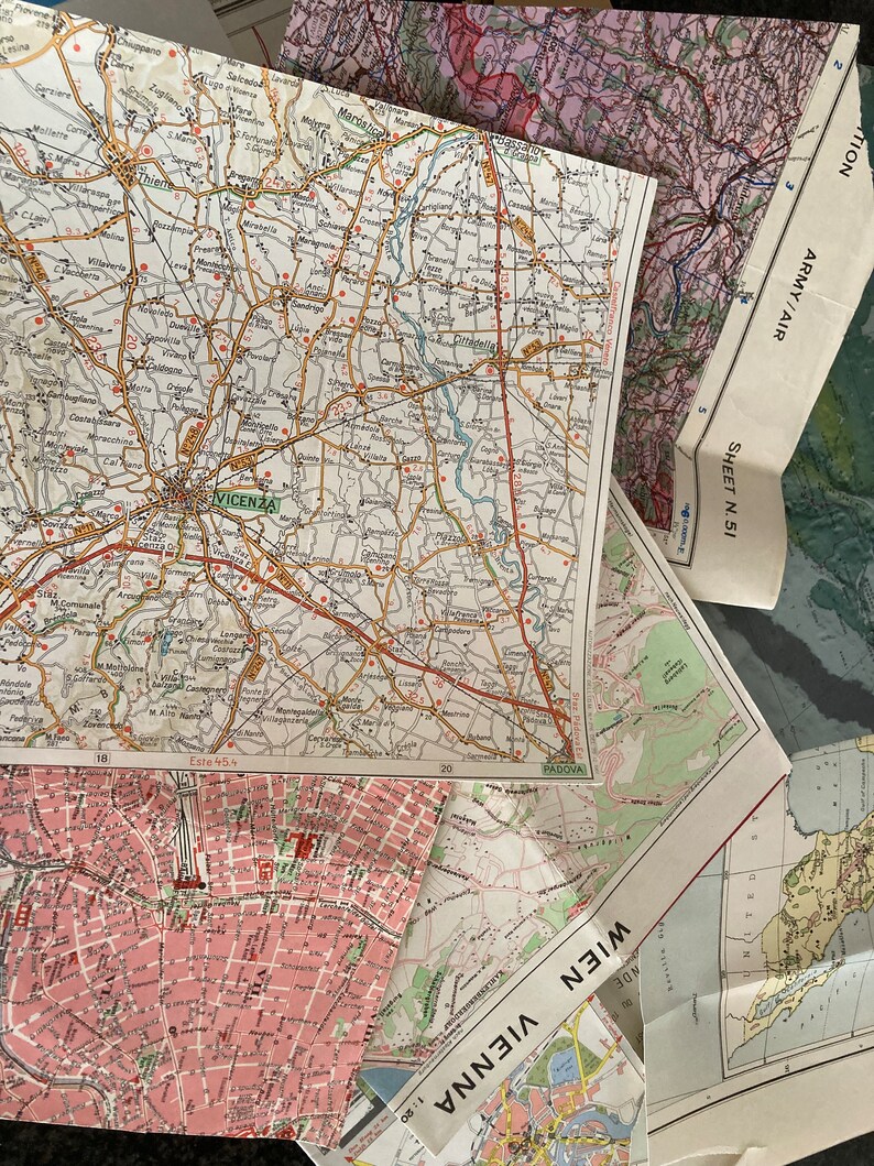 50 Map Paper Pieces for Scrapbooking, Craft, Collage and Art Colourful ...