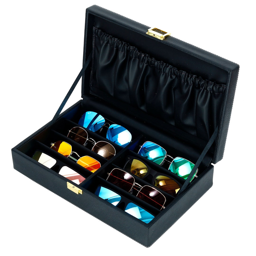 Hard Craft Sunglass Eyewear Goggles Case 8 Slots PU Leather Sunglass ...