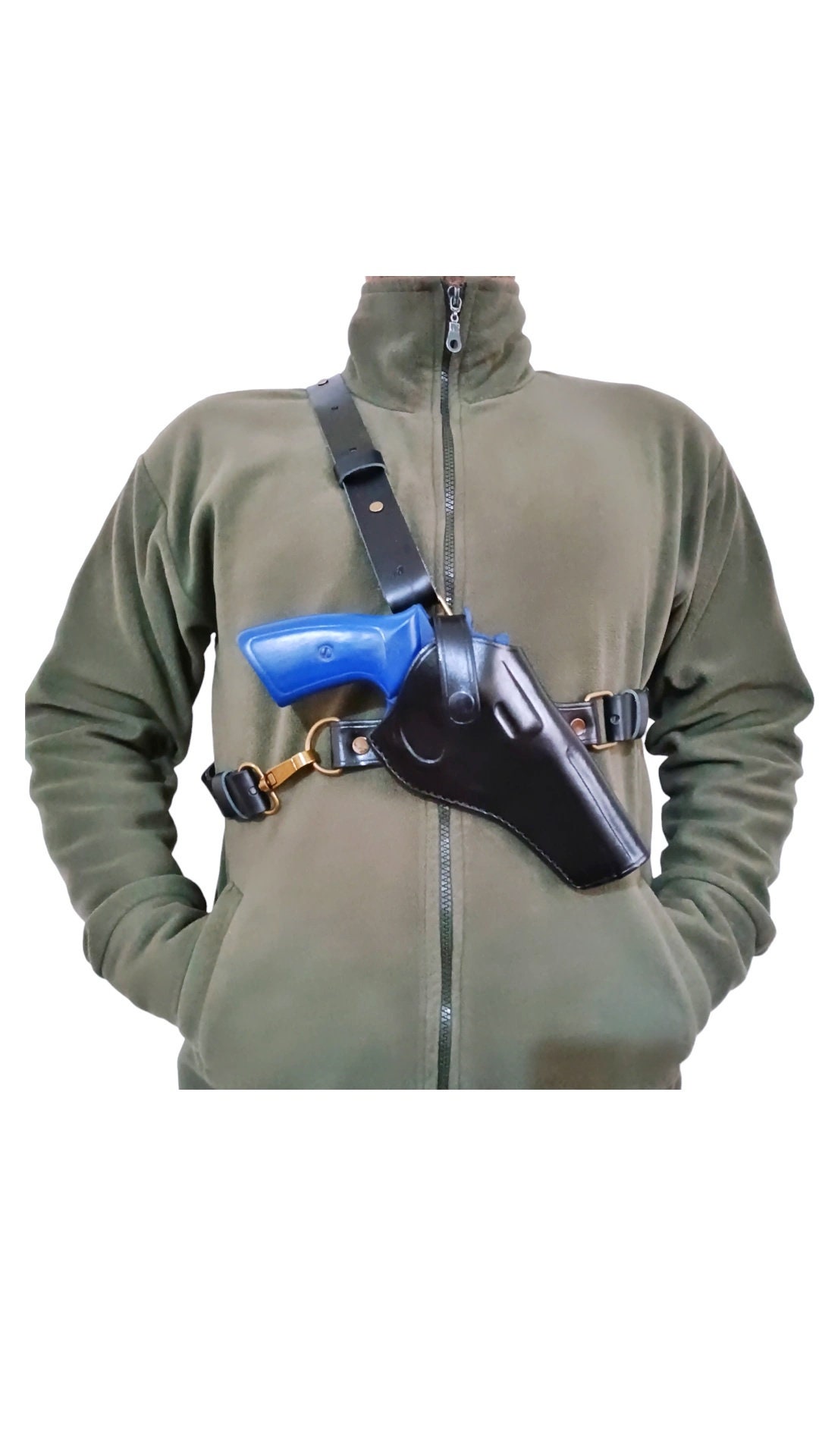 Handcrafted Hunter Chest Holster With Magazine Pouch, Leather Chest ...