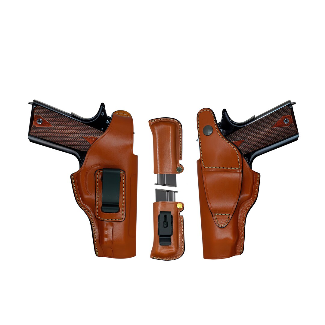 Leather IWB & OWB Holster W Spare Magazine Pouch Fits Magnum Research ...