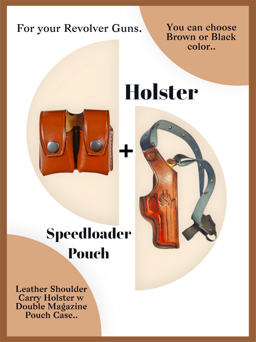 Shoulder Carry Leather 6 Barrel Holster W Magazine Pouch Fits SW Model ...