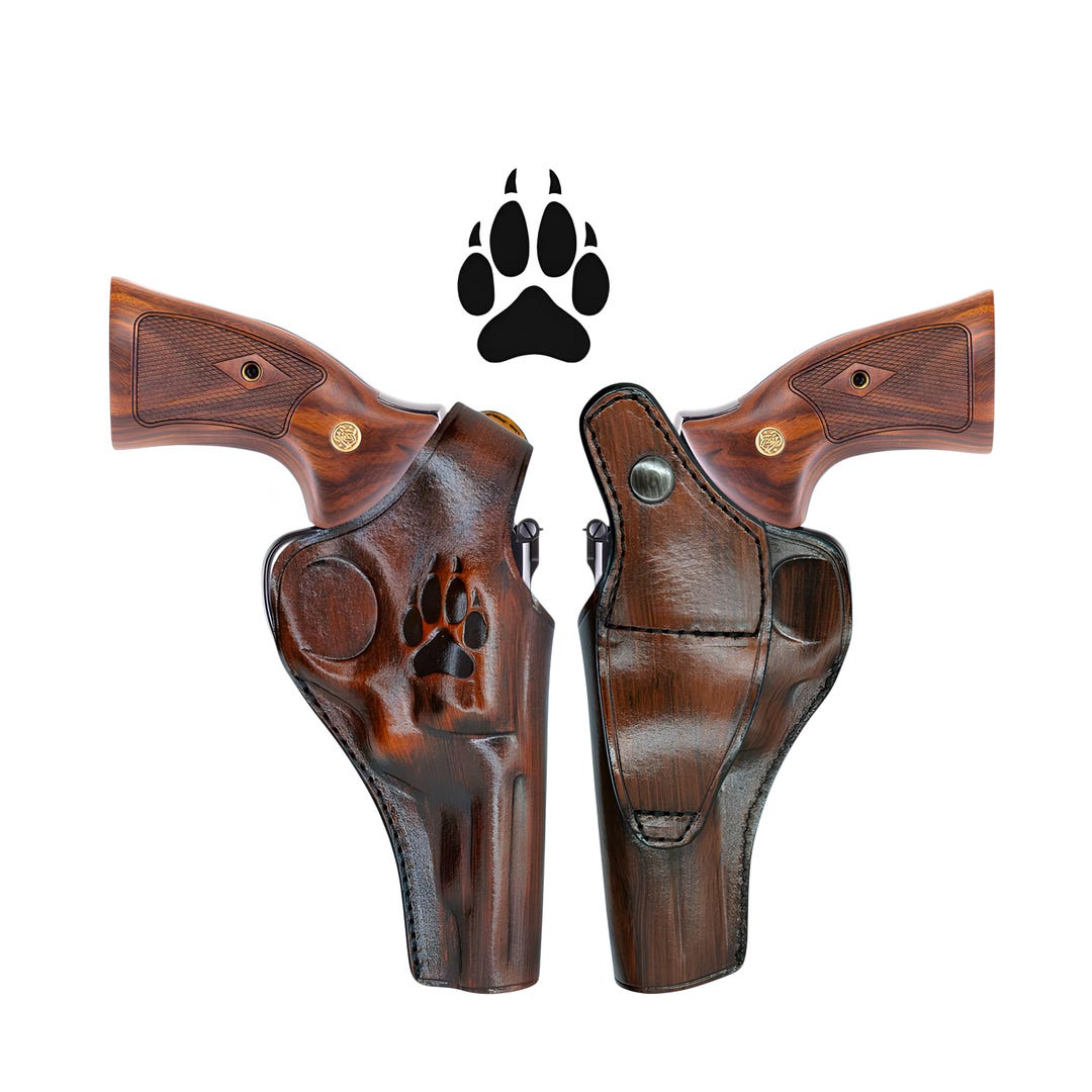Handmade Leather Colt Trooper Revolver Holster: Thumb Snap, OWB Carry ...