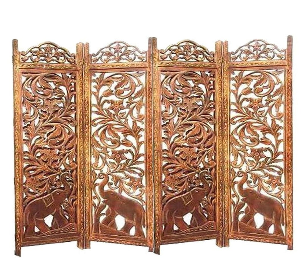 Elephant Design Handmade Partition, Mid Century Folding Divider Screen ...