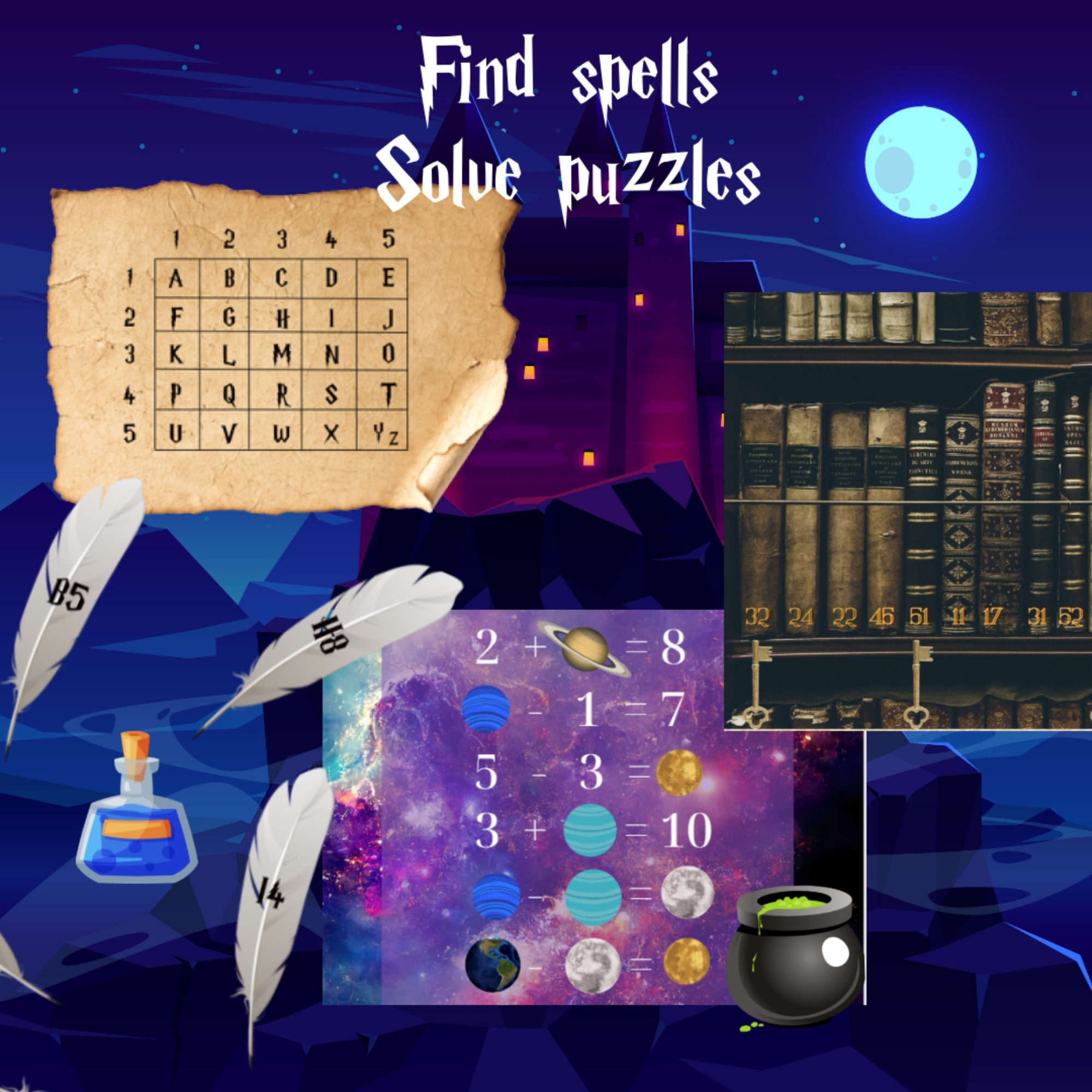 Wizard School Escape Room Game, Printable Escape Room for Kids, Instant ...
