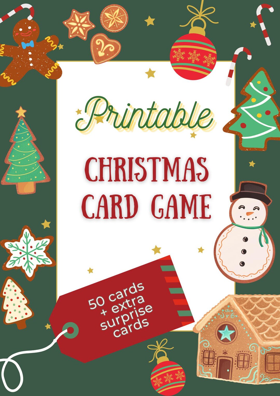 Christmas Riddle Card Game - 50 Printable Holiday Cards (instant ...