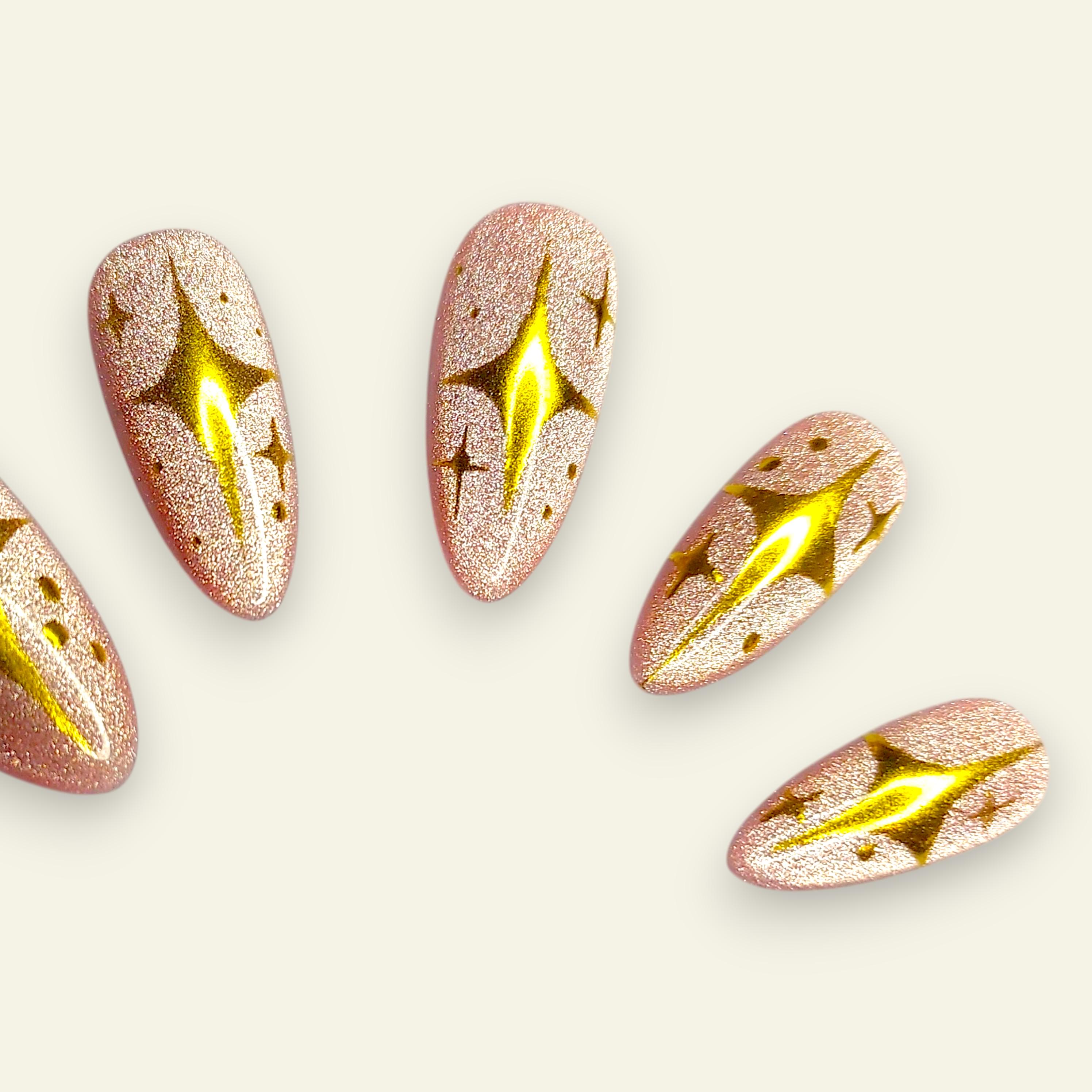 Rumi Golden Cosplay Nails – K-pop Demon Hunters Merch Press-on Nails ...