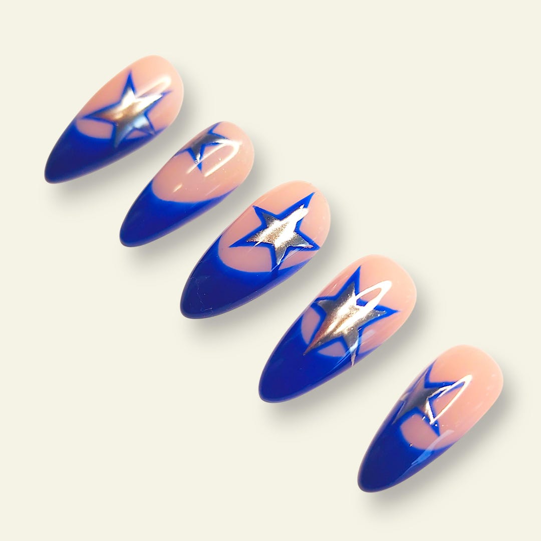 Handmade Press-on Nails: Dallas Cowboys Cheerleader-inspired, Blue ...