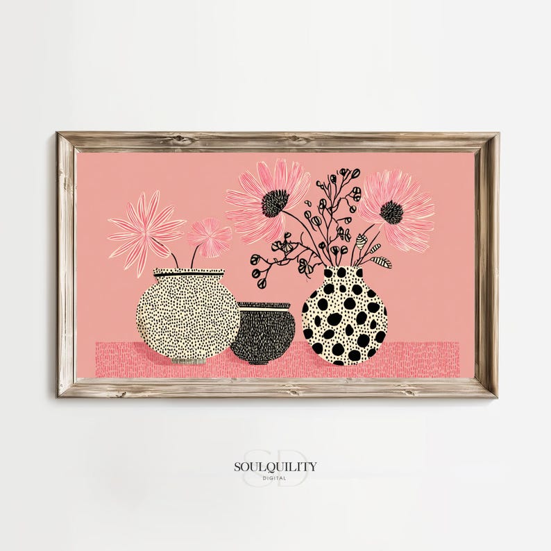 Floral Vase Frame TV Art, Mediterranean Botanical Print (digital ...