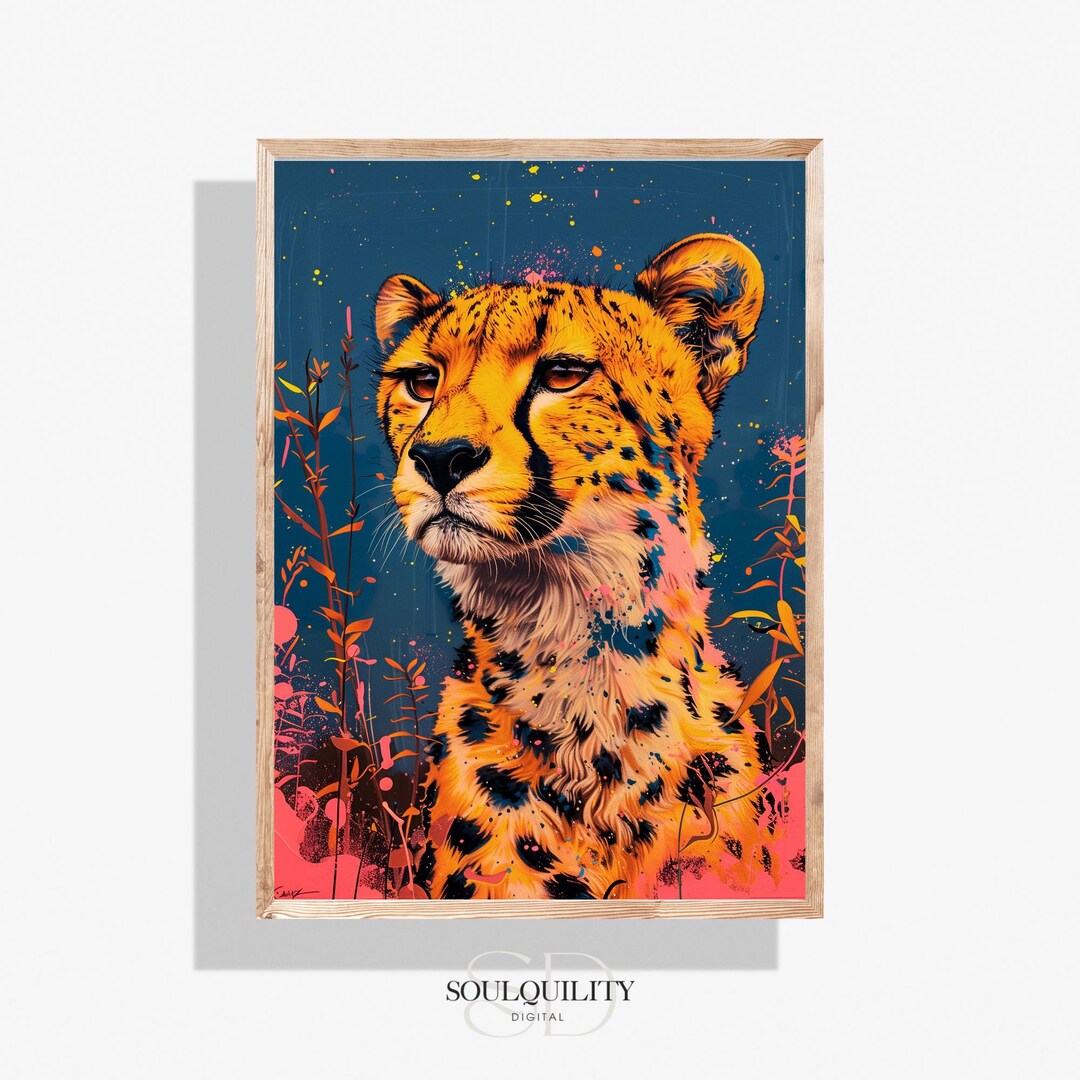 Preppy Cheetah Art Print: Trendy Maximalist Decor (digital Download) - Etsy