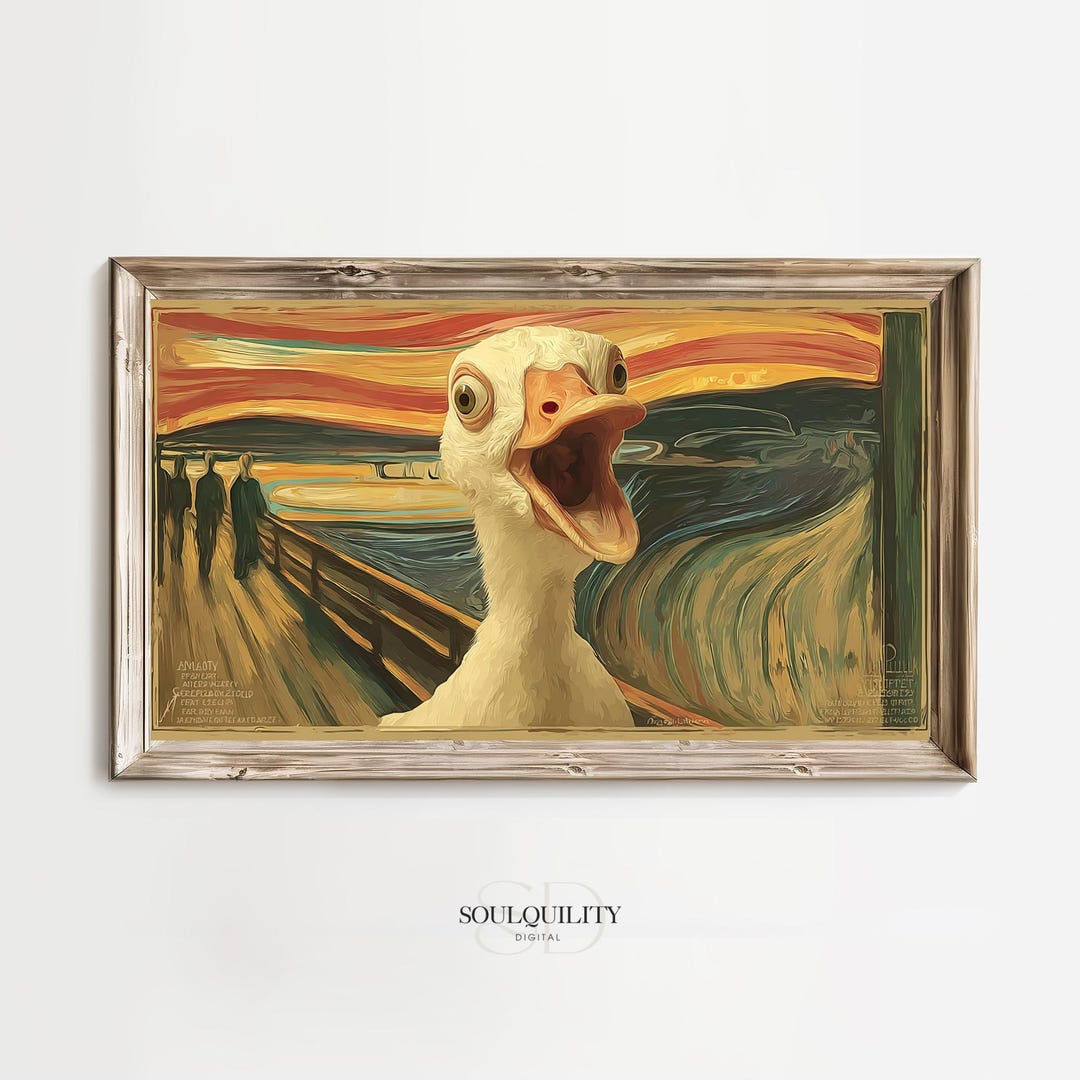 Goose Scream Parody Framed TV Art, Funny Animal Artwork for Modern ...