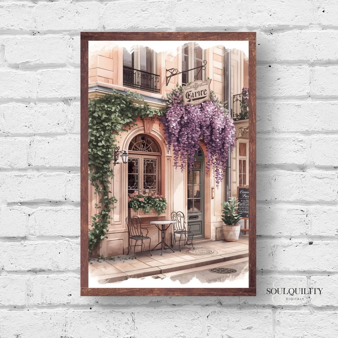 Romantic Coffee Shop Printable Art, European Cafe Wall Art, Parisian ...
