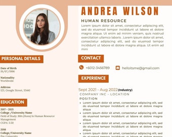 Light Pink Border Resume Template - Etsy