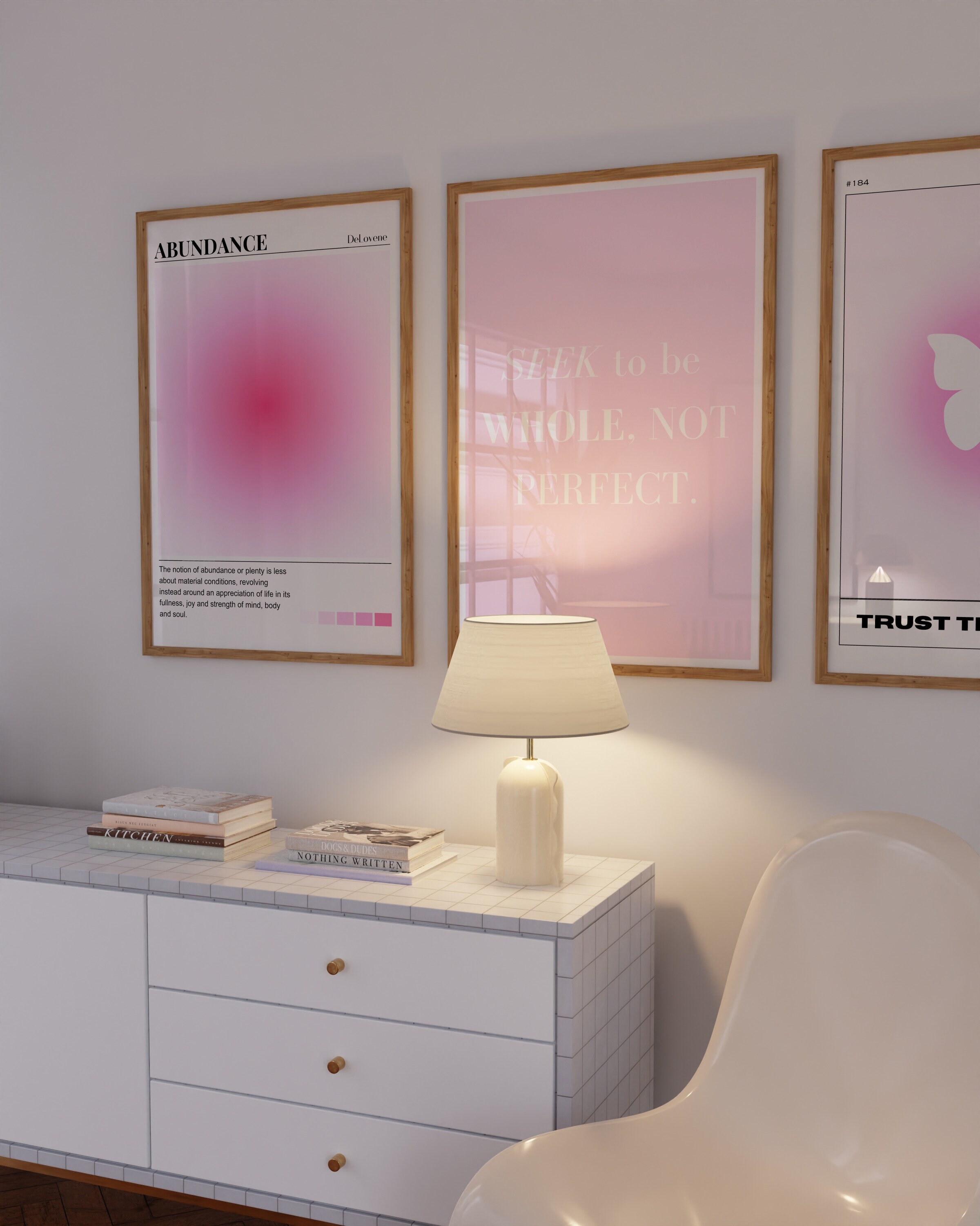 SET OF 3 Pink Affirmation Aura Poster, Aura Graident Poster Set of 3 ...