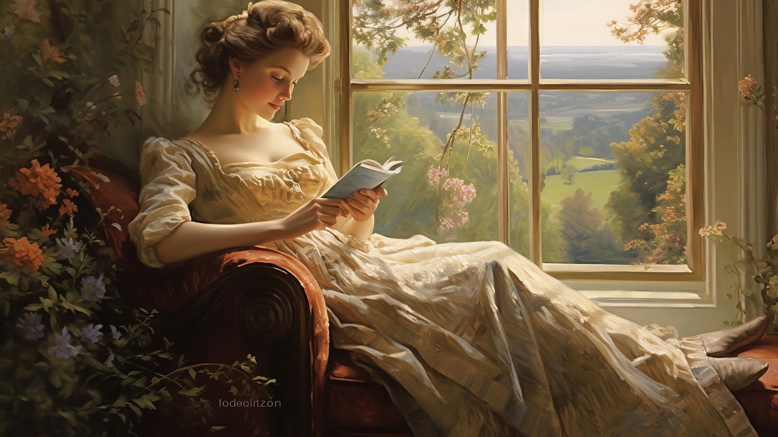 A Portrait of Victorian Woman Reading, Gift for Her, Victorian Wall ...