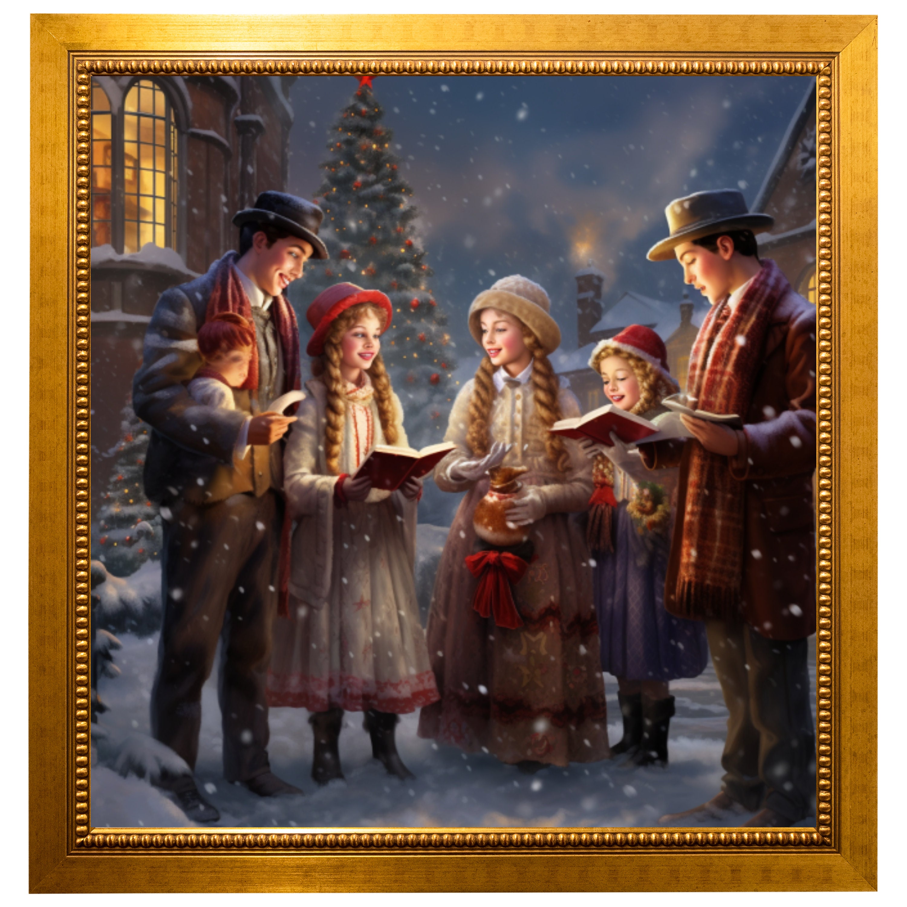 Christmas Carolers Print Winter Caroler Decor Set of Four Christmas ...