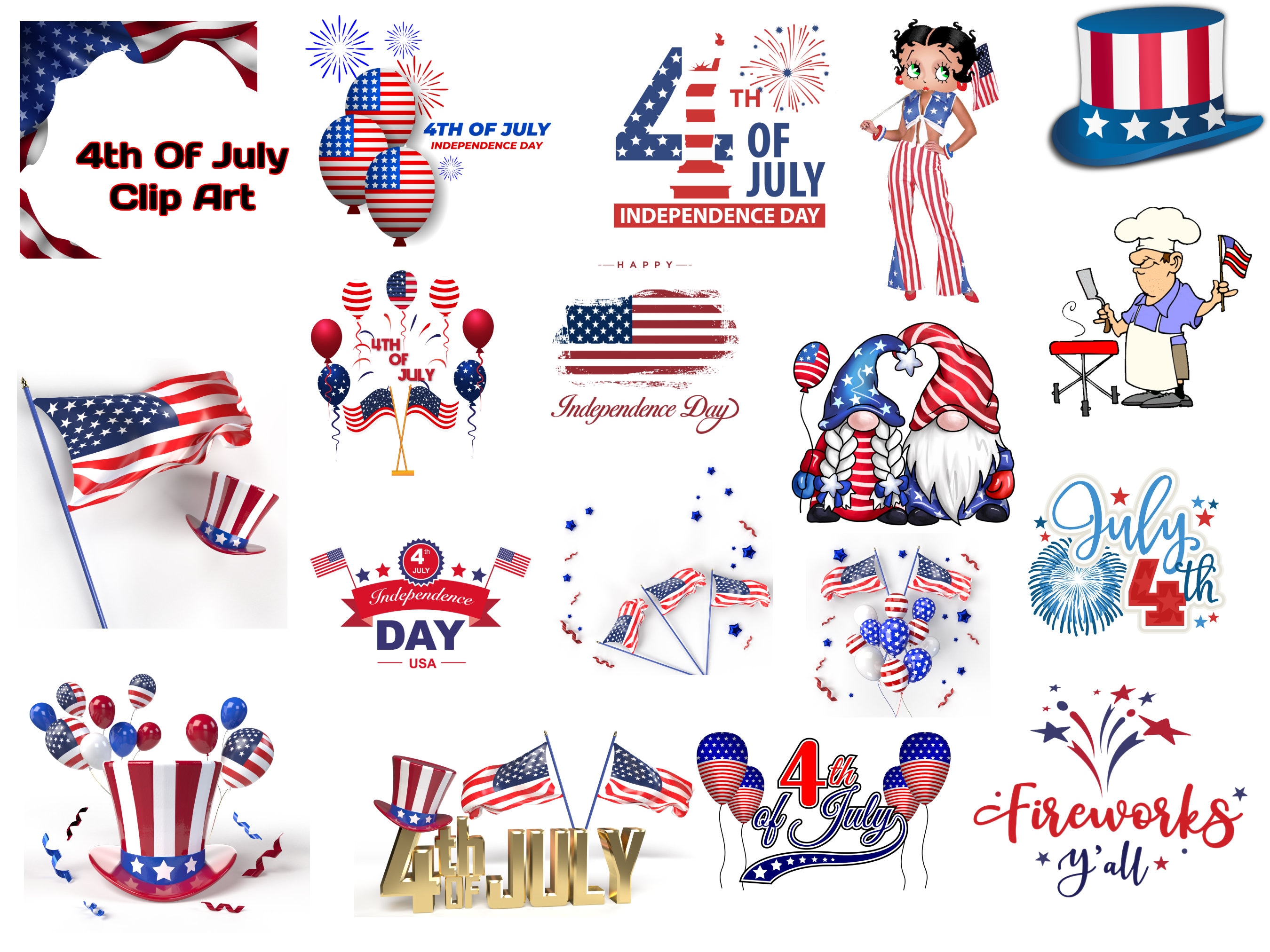 4th of July Clip Art Set of 18 4th of July Fourth of July America 4th ...