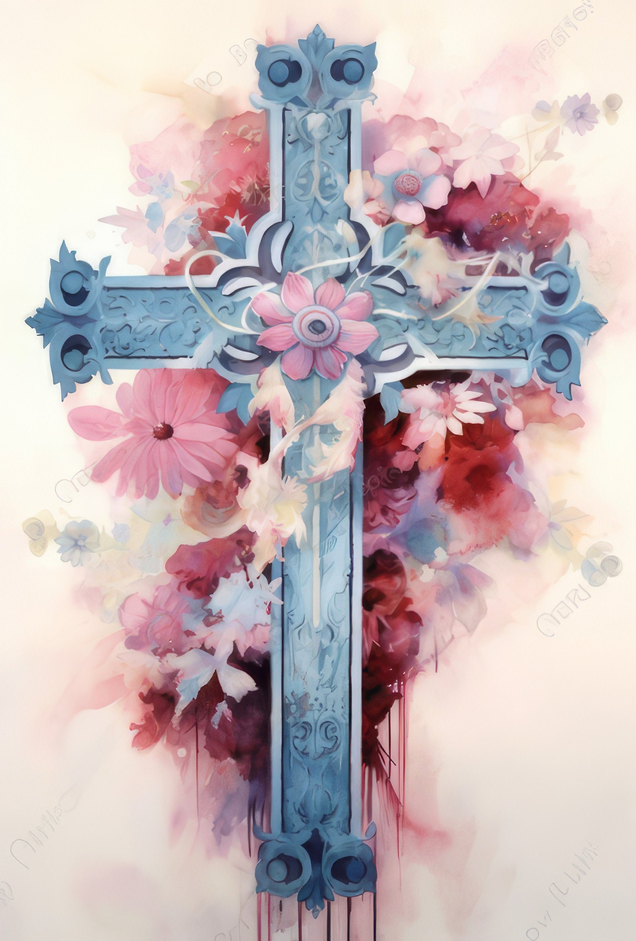 Set of 15 Floral Crosses, Christian Wall Art, Cross Wall Art, Cross ...