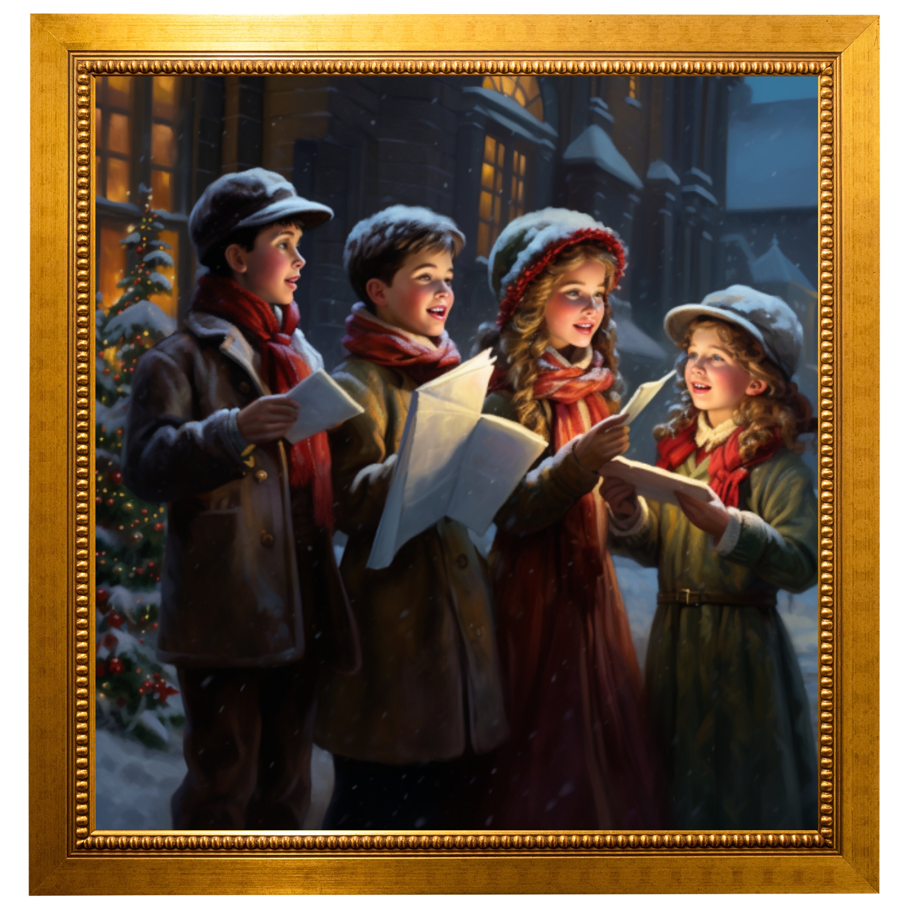 Christmas Carolers Print Winter Caroler Decor Set of Four Christmas ...