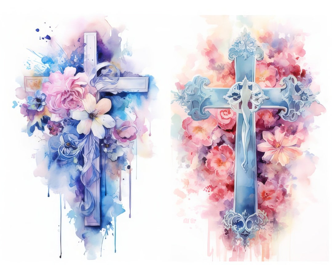 Set of 15 Floral Crosses, Christian Wall Art, Cross Wall Art, Cross ...