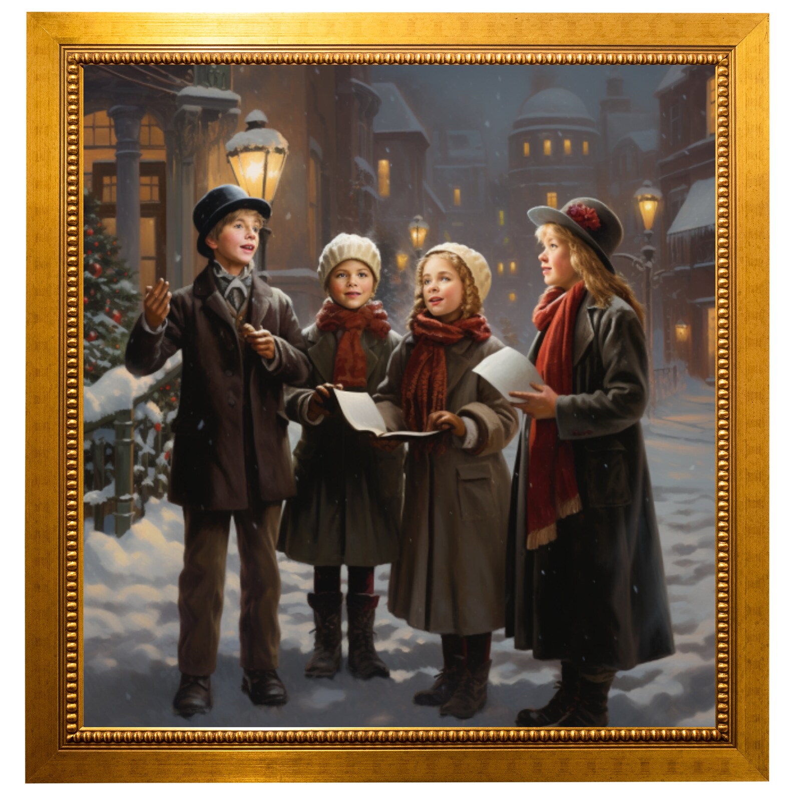 Christmas Carolers Print Winter Caroler Decor Set of Four Christmas ...