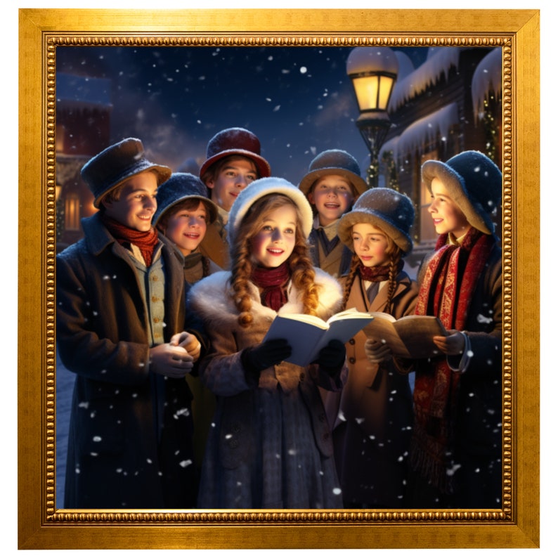 Christmas Carolers Print Winter Caroler Decor Set of Four Christmas Carol Wall Art Winter Wall ...