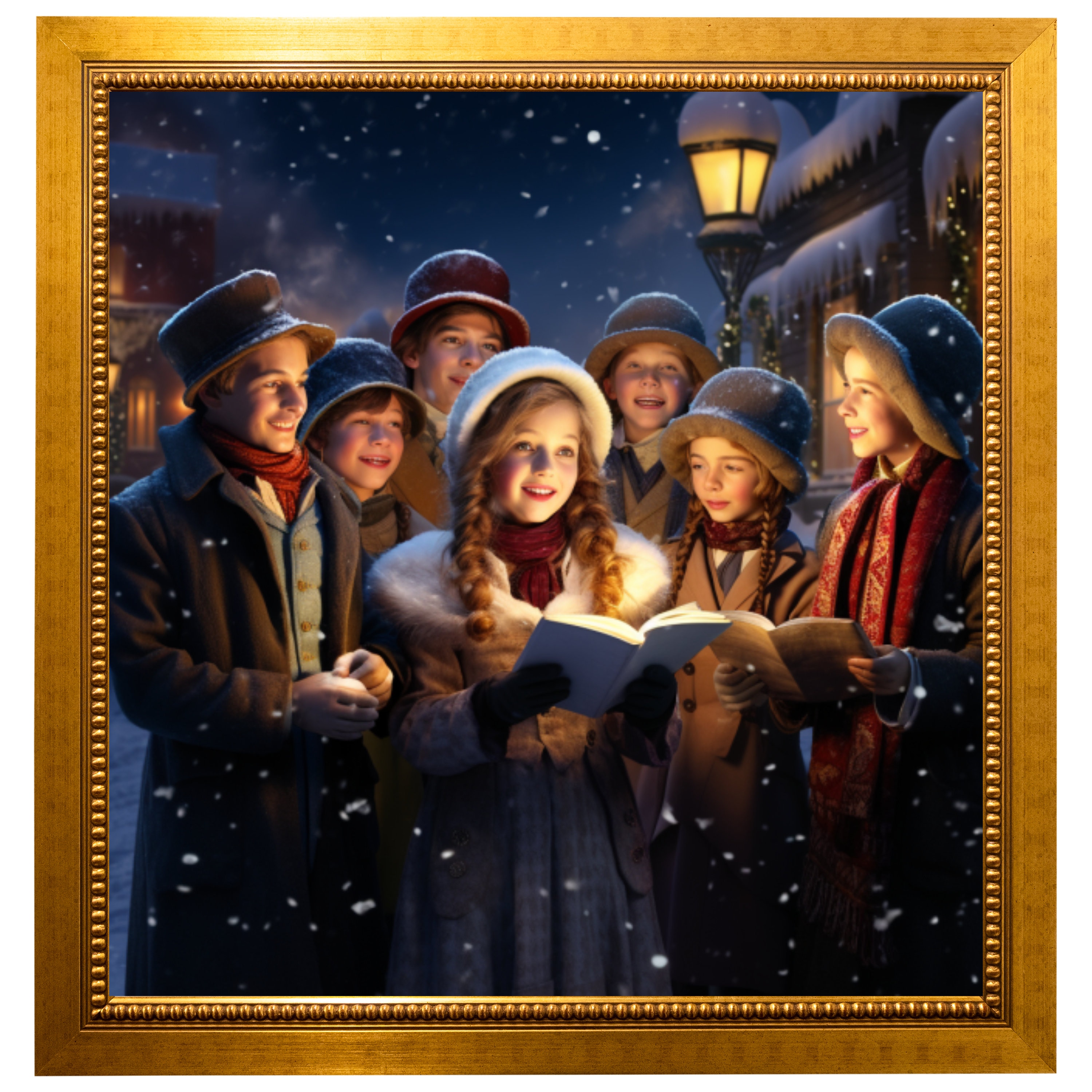 Christmas Carolers Print Winter Caroler Decor Set of Four Christmas ...