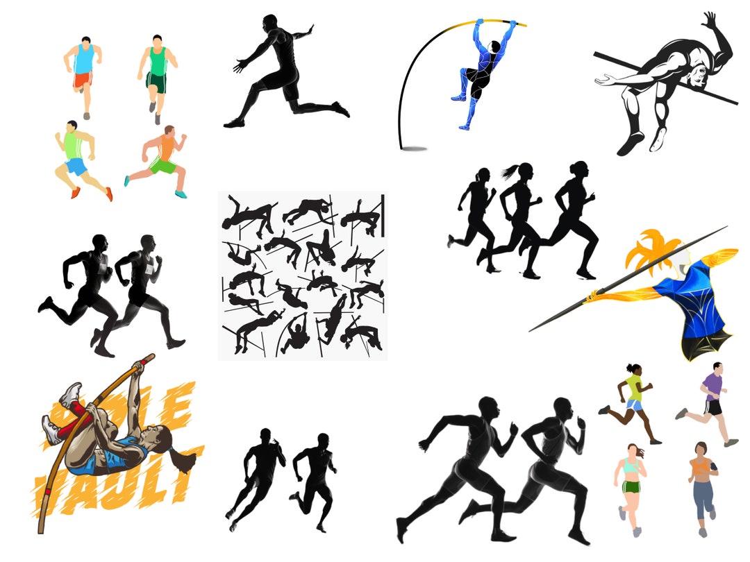 Track and Field Clip Art Set of 12 Pole Vault American Hurdler Digital ...