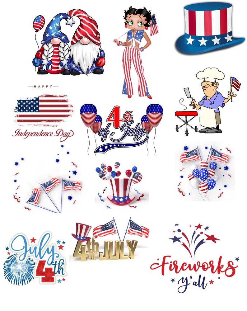 4th of July Clip Art Set of 18 4th of July Fourth of July America 4th ...