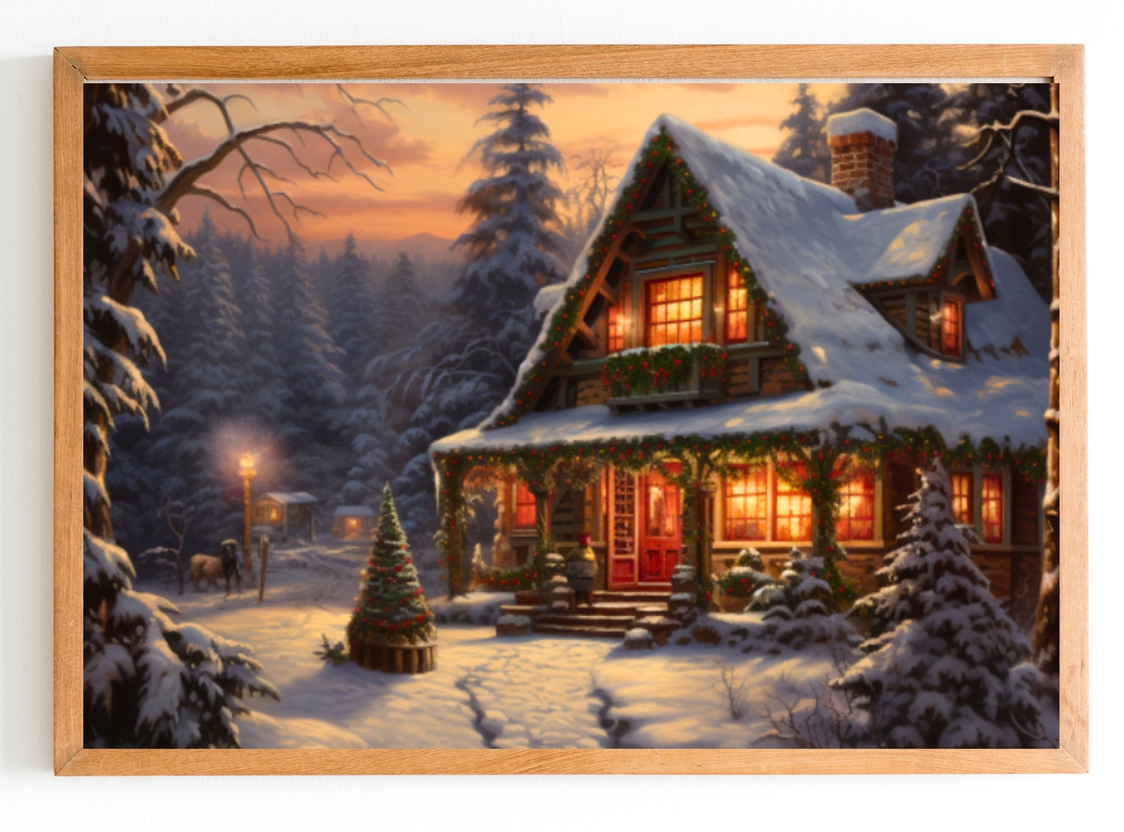 Christmas Cottage Print Winter Cottage Decor Set of Four Art Cottage ...