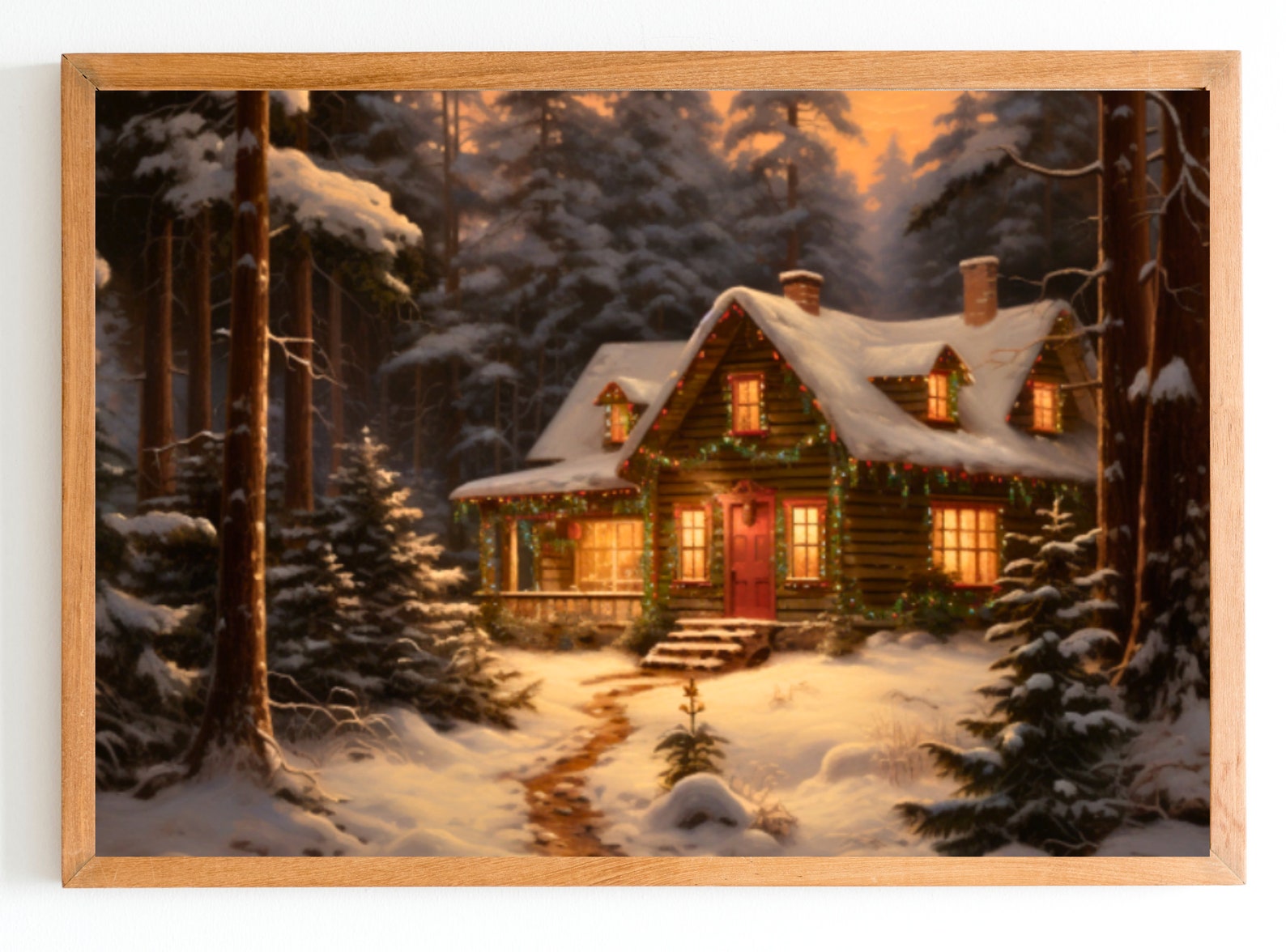 Christmas Cottage Print Winter Cottage Decor Set of Four Art Cottage ...