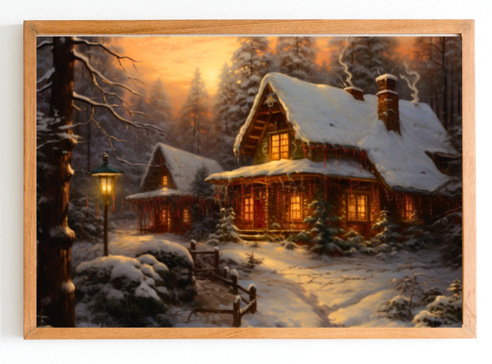 Christmas Cottage Print Winter Cottage Decor Set of Four Art Cottage ...