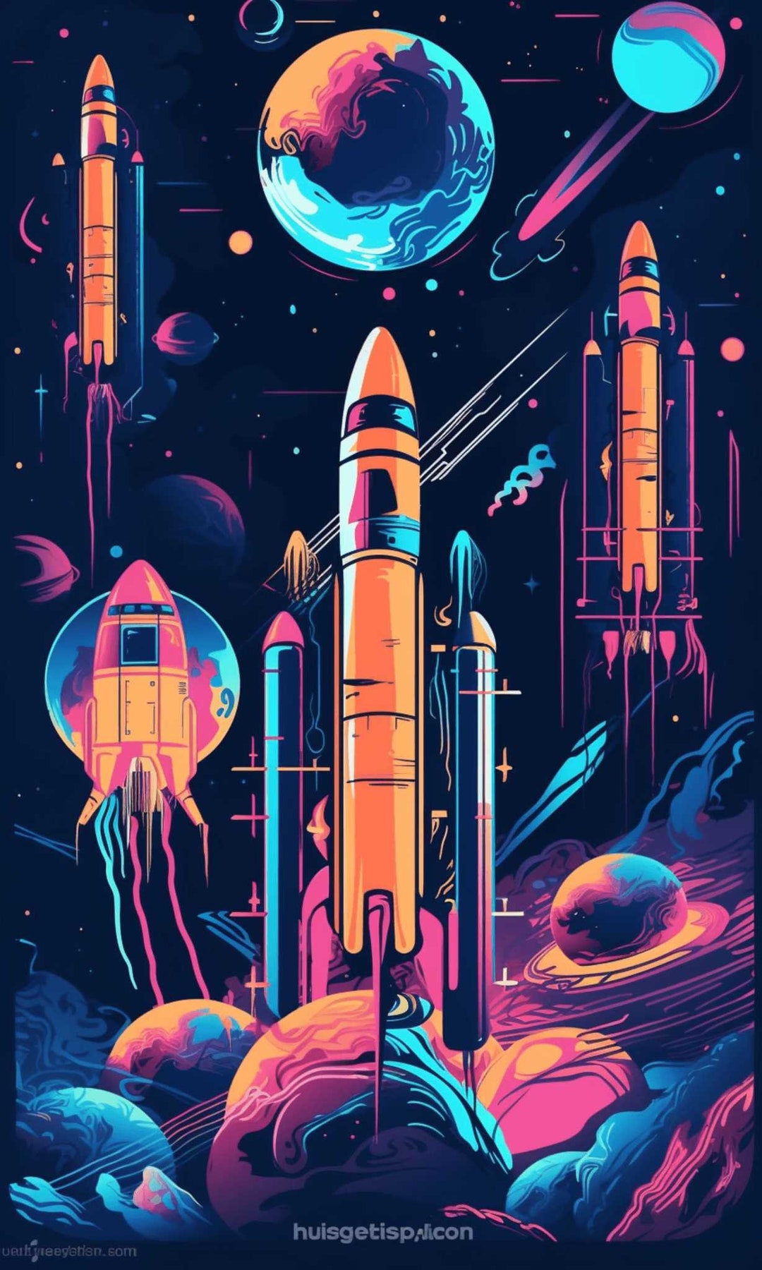 Neon Nebula| Neon Colored Poster Art Print | Multiple Sizes | High ...