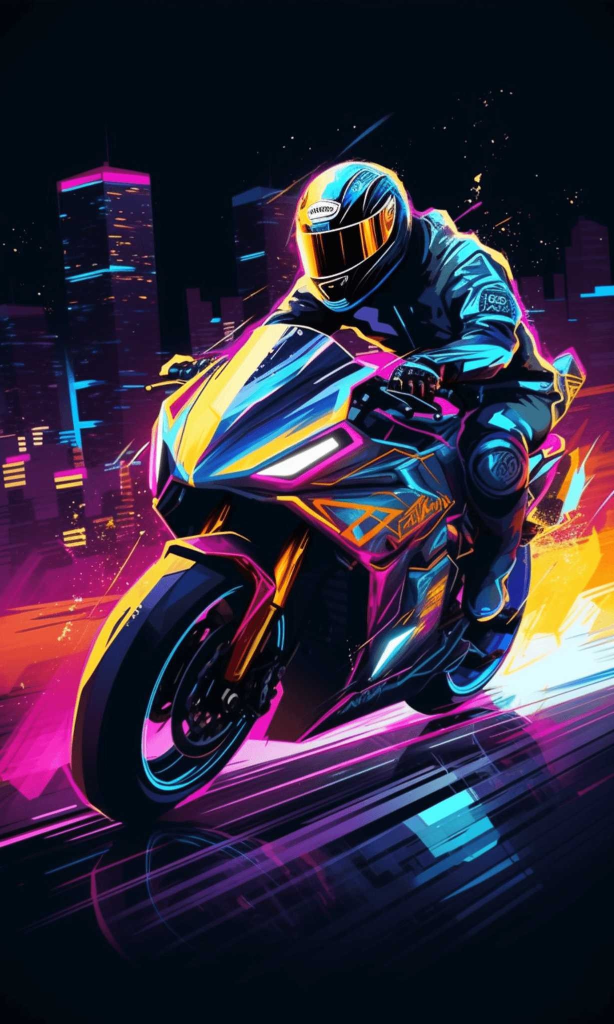 Neon Night Rider| Neon Colored Poster Art Print | Multiple Sizes | High ...