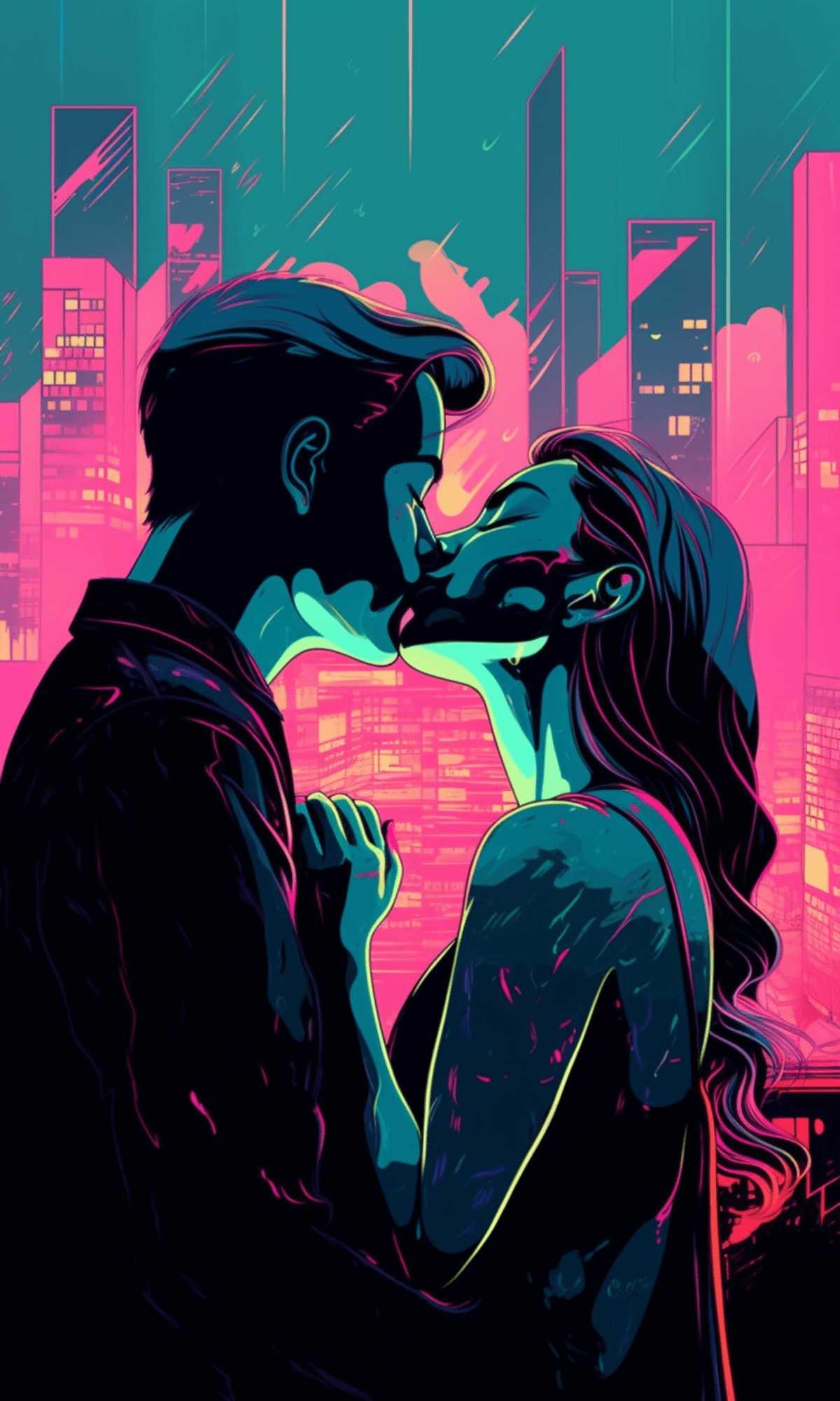 Neon Romance Neon Colored Poster Art Print Multiple Sizes High Quality Matte Finish Free ...